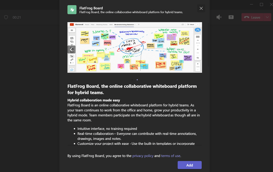 Using FlatFrog Board with Microsoft Teams