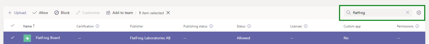 Add FlatFrog Board for Teams to Microsoft Teams tenant